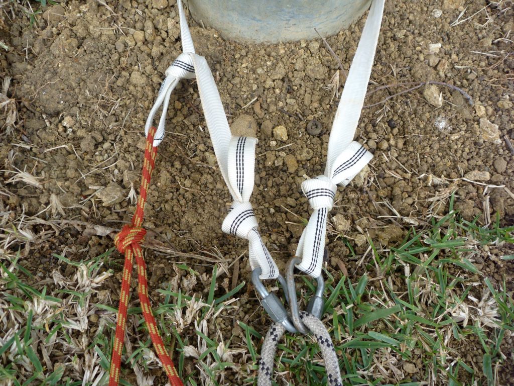 Retrievable anchor when abseiling on double ropes - fat canyoners